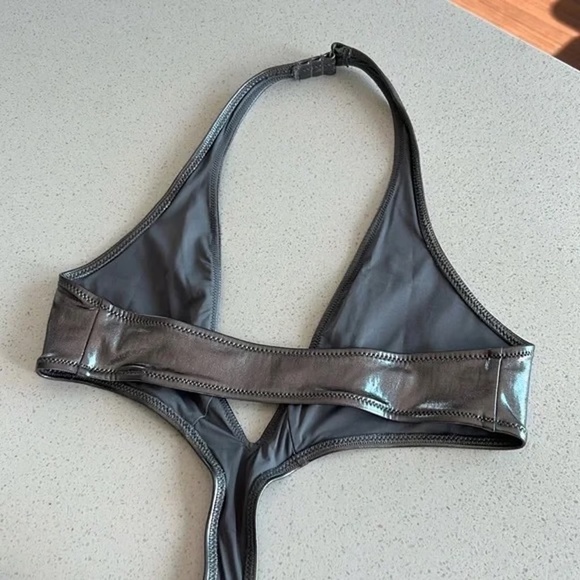 SKIMS | Swim | Skims Metallic Swim Halter Monokini One Piece Swimsuit ...